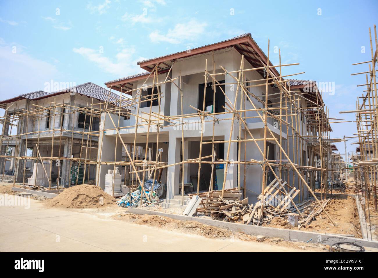 house under construction with autoclaved aerated concrete block ...