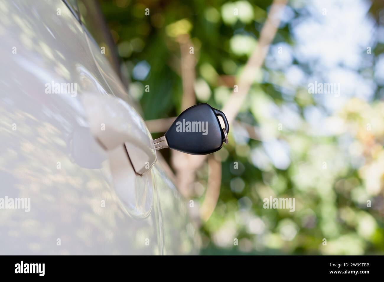 Car keys left in the car door Stock Photo - Alamy