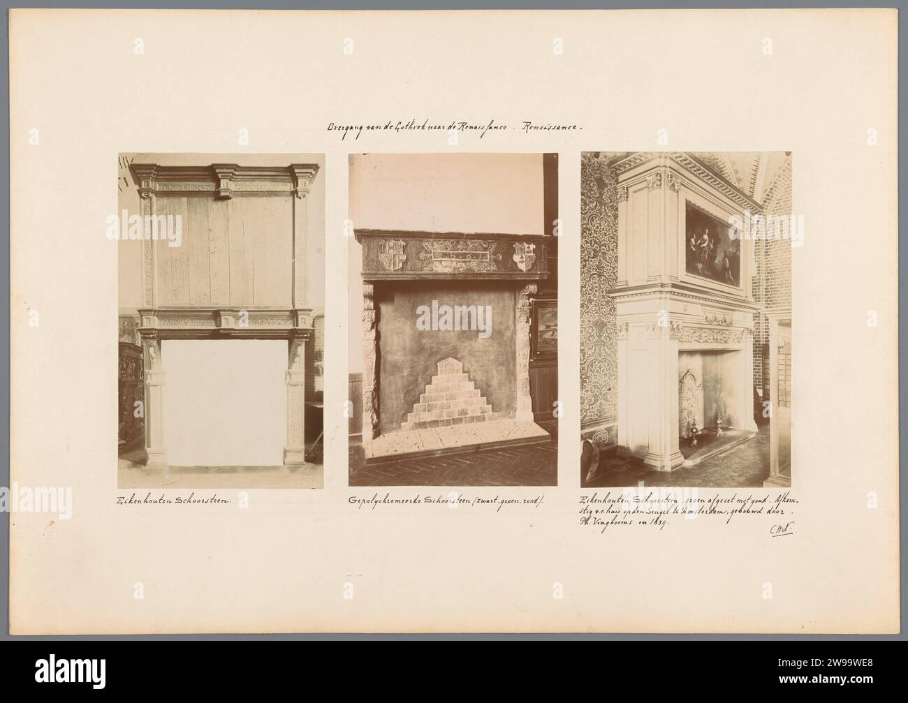 Overview of three chimneys, c. 1875 - c. 1900 photograph On the left an ...