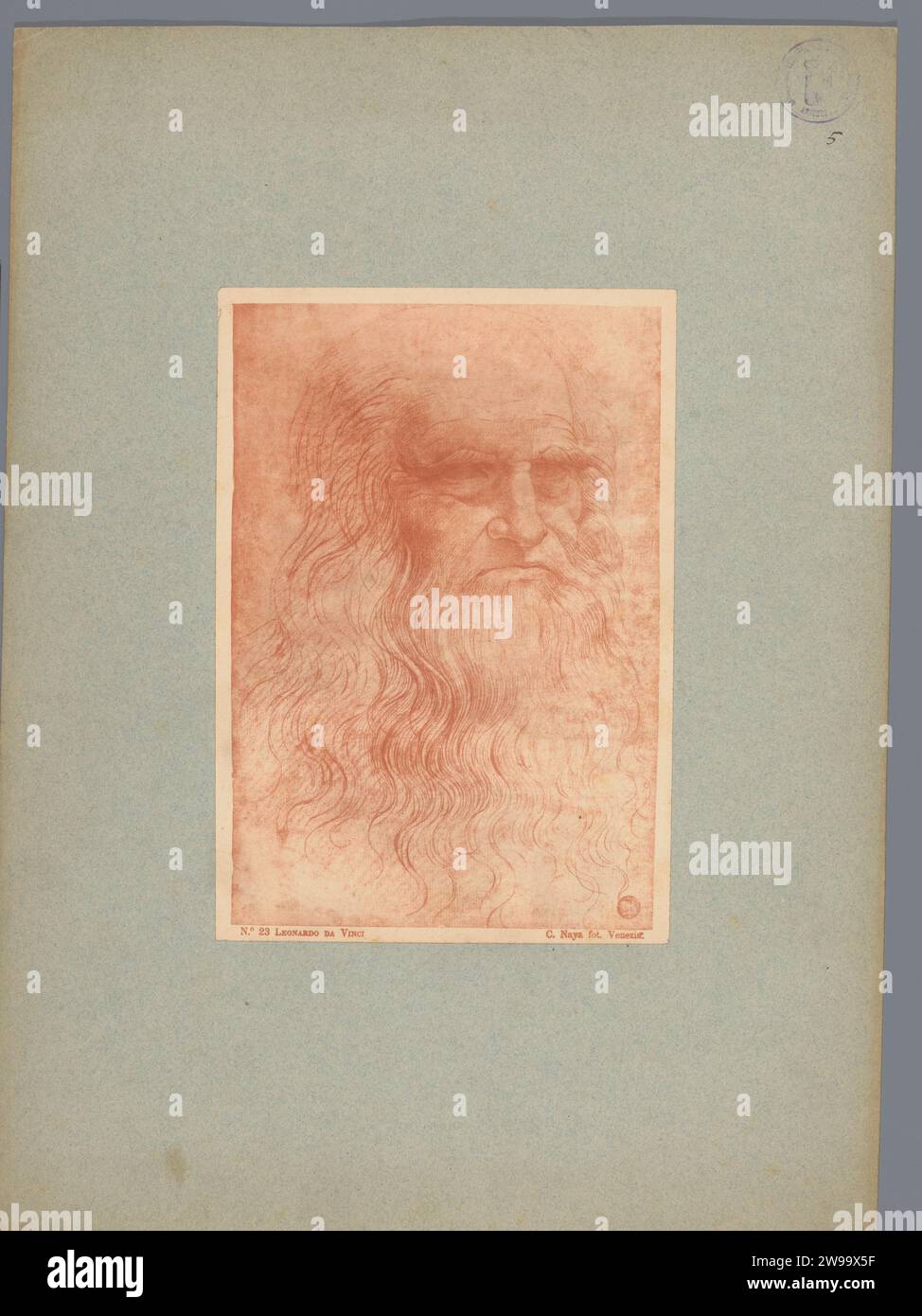 Photo production of a sketch by Leonardo da Vinci, representing a self ...