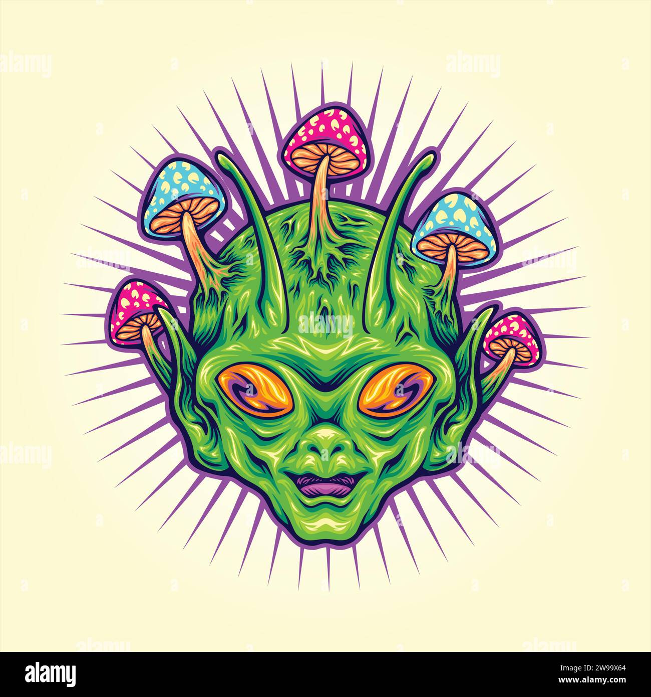 Mystical mushrooms alien head psychedelic Stock Vector Image & Art - Alamy