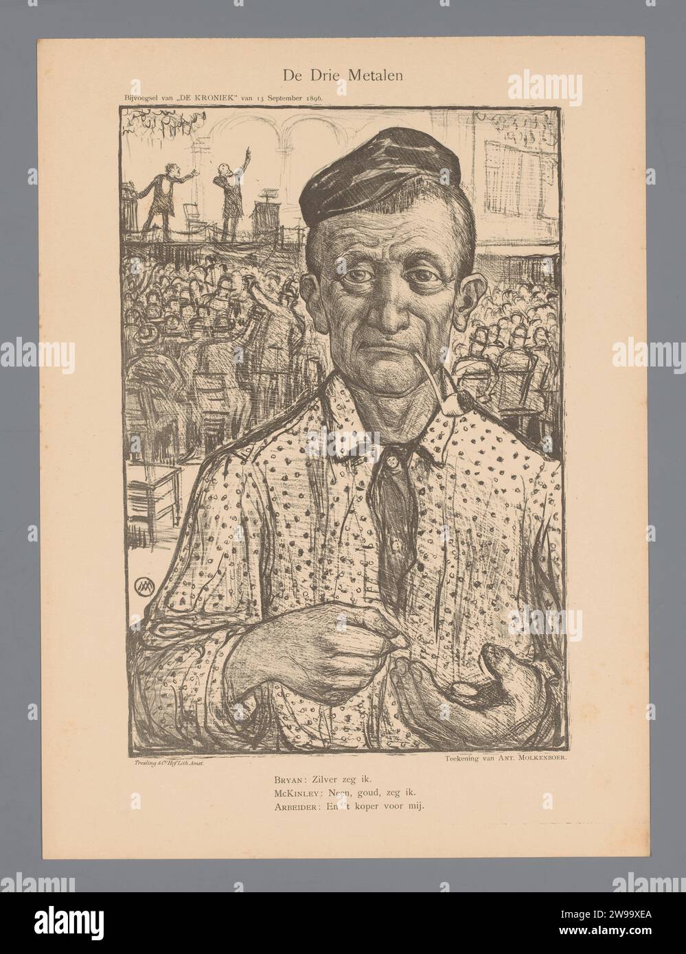 De Drie Metalen, Anton Molkenboer, 1896 Amsterdam paper adult man ...