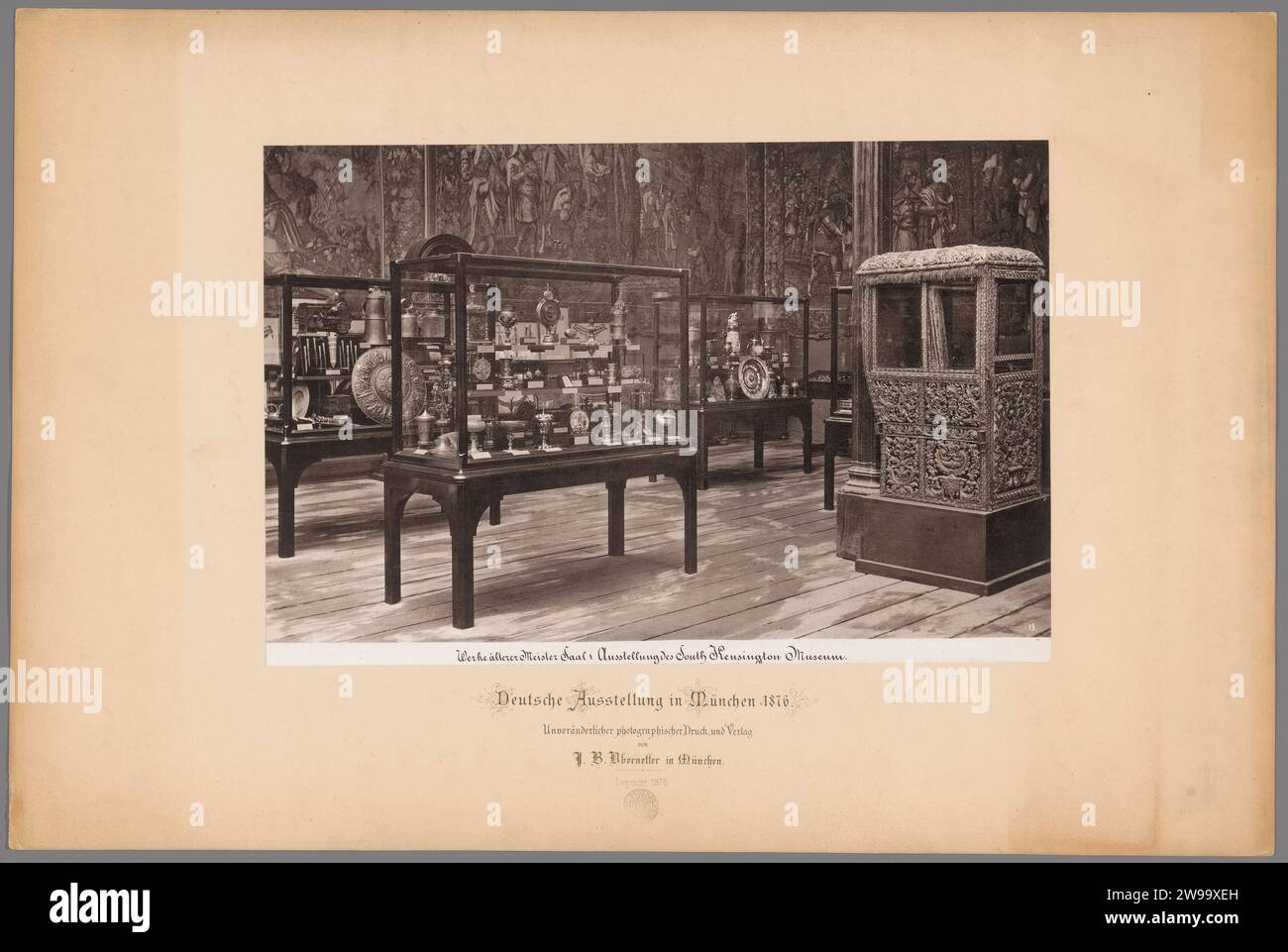 Setup of metal objects in the Bayerisches National Museum in Munich, 1876 photograph Bavarian ...