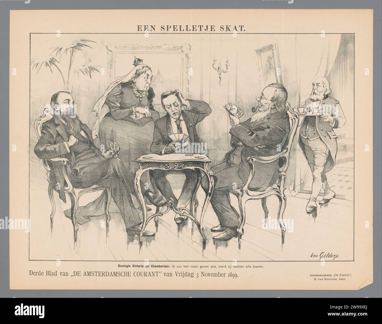A game of skat, Petrus van Geldorp, 1899 Amsterdam paper historical ...