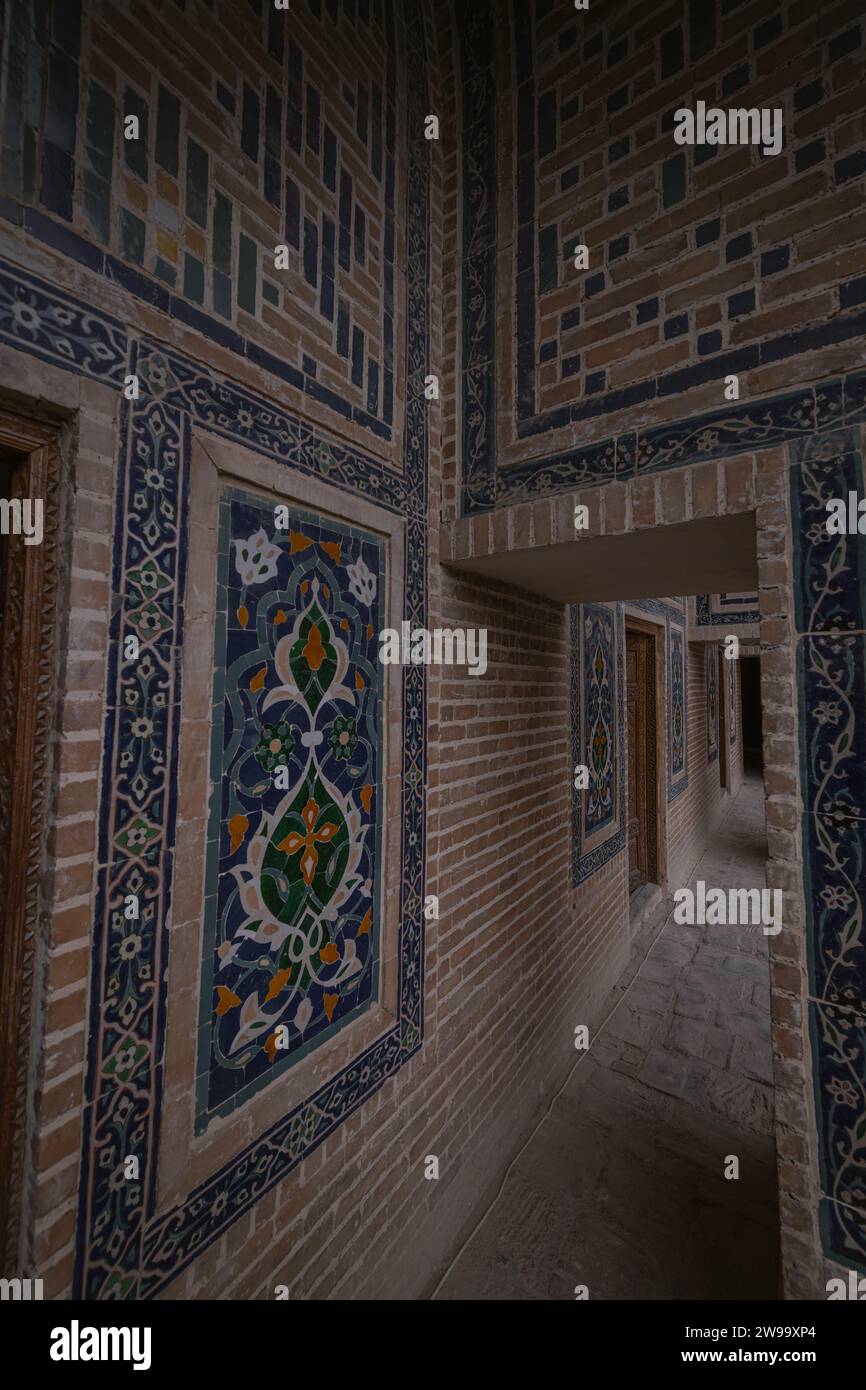 Samarkand Registan, Uzbekistan, Old light blue mosaics in Samarkand ...