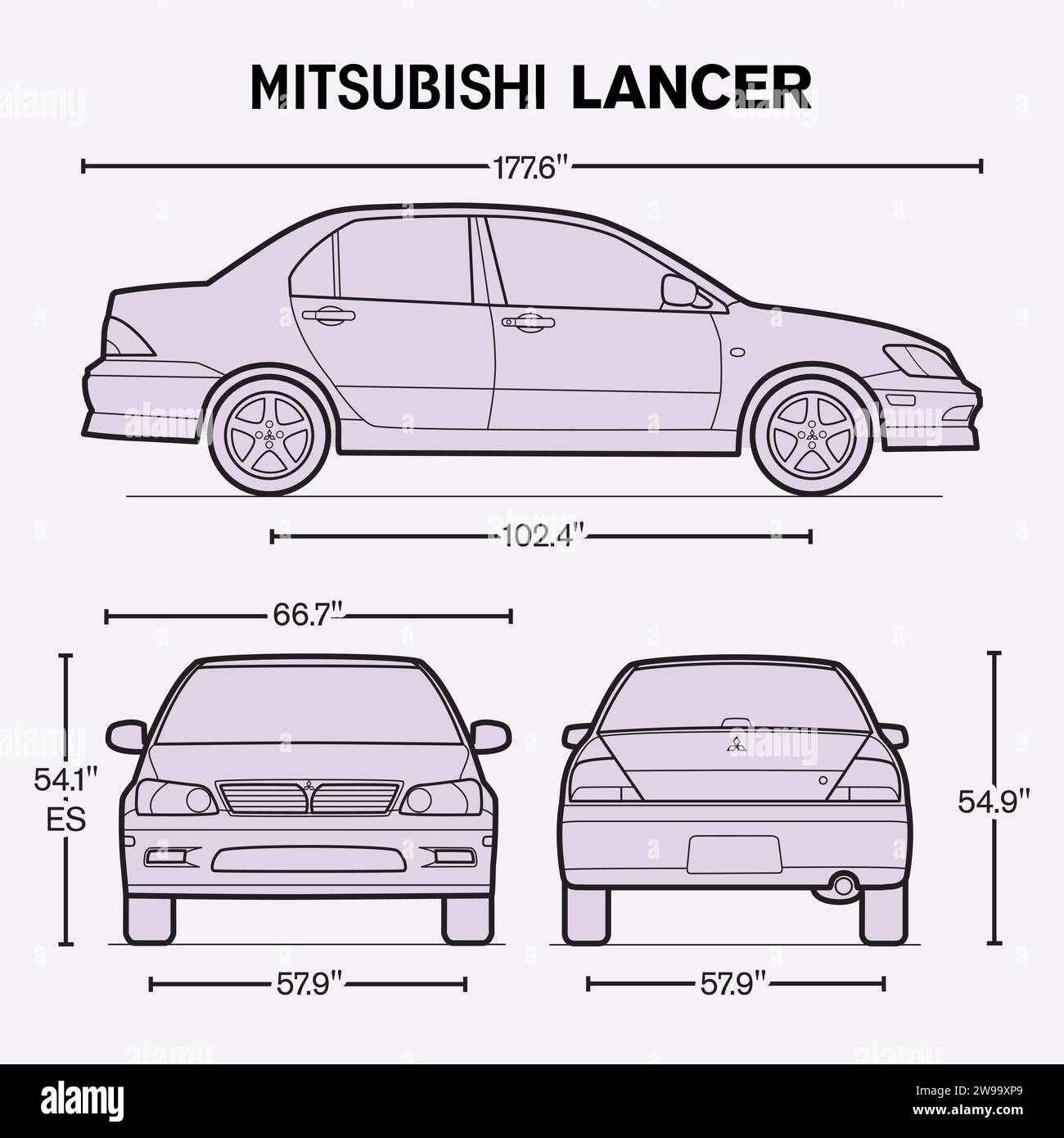 2003 Mitsubishi Lancer car blueprint Stock Vector Image & Art - Alamy