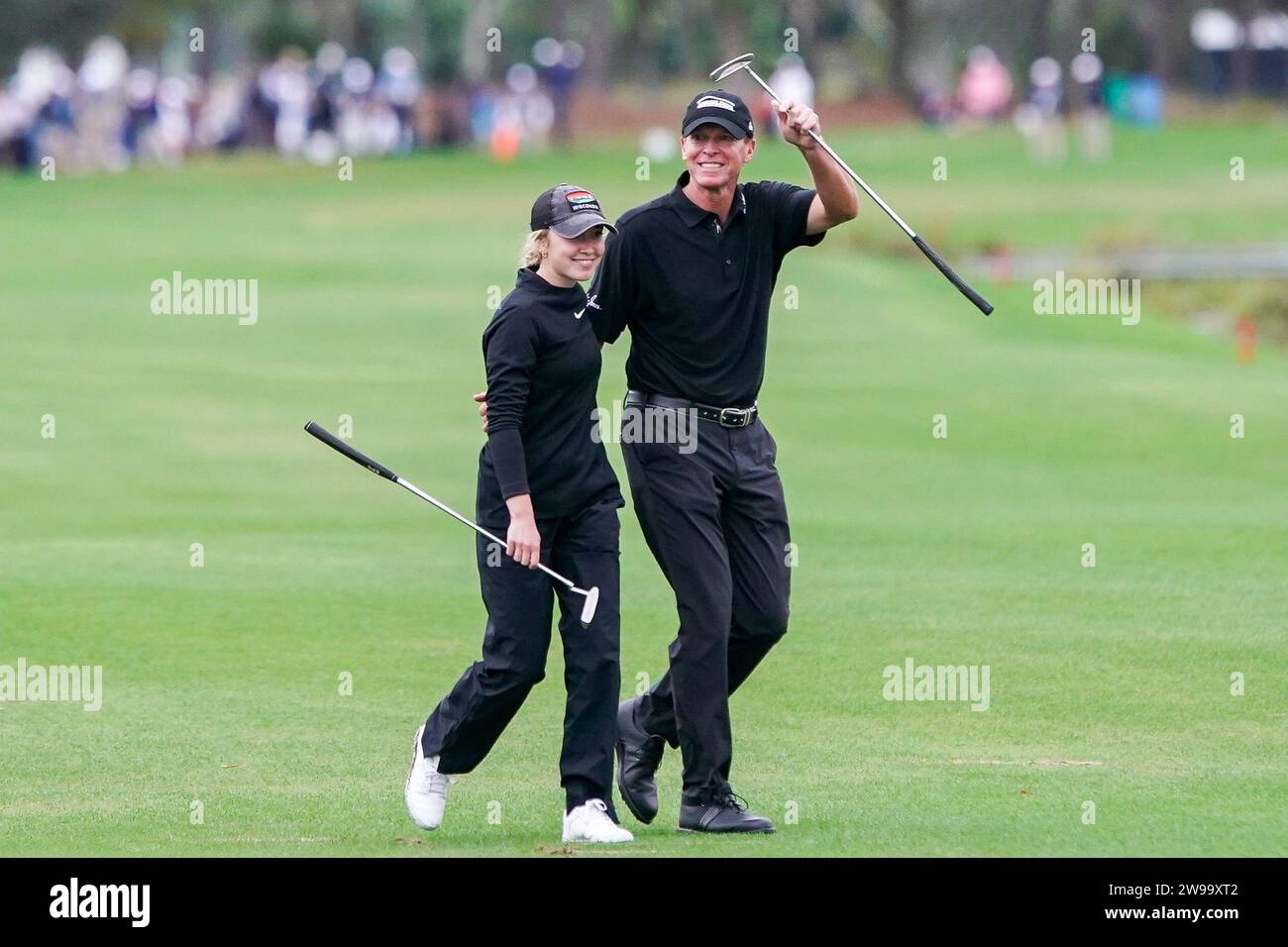 Orlando, Florida, USA. 17th Dec, 2023. Steve Stricker (R) and daughter ...