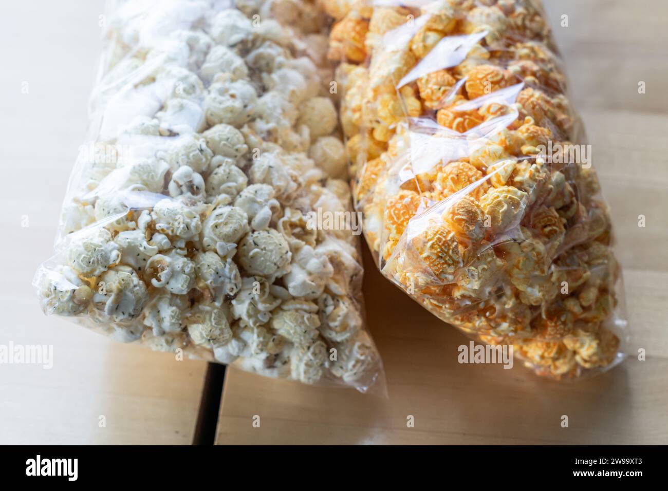 bags of Gourmet popcorn snack ready to eat Stock Photo - Alamy