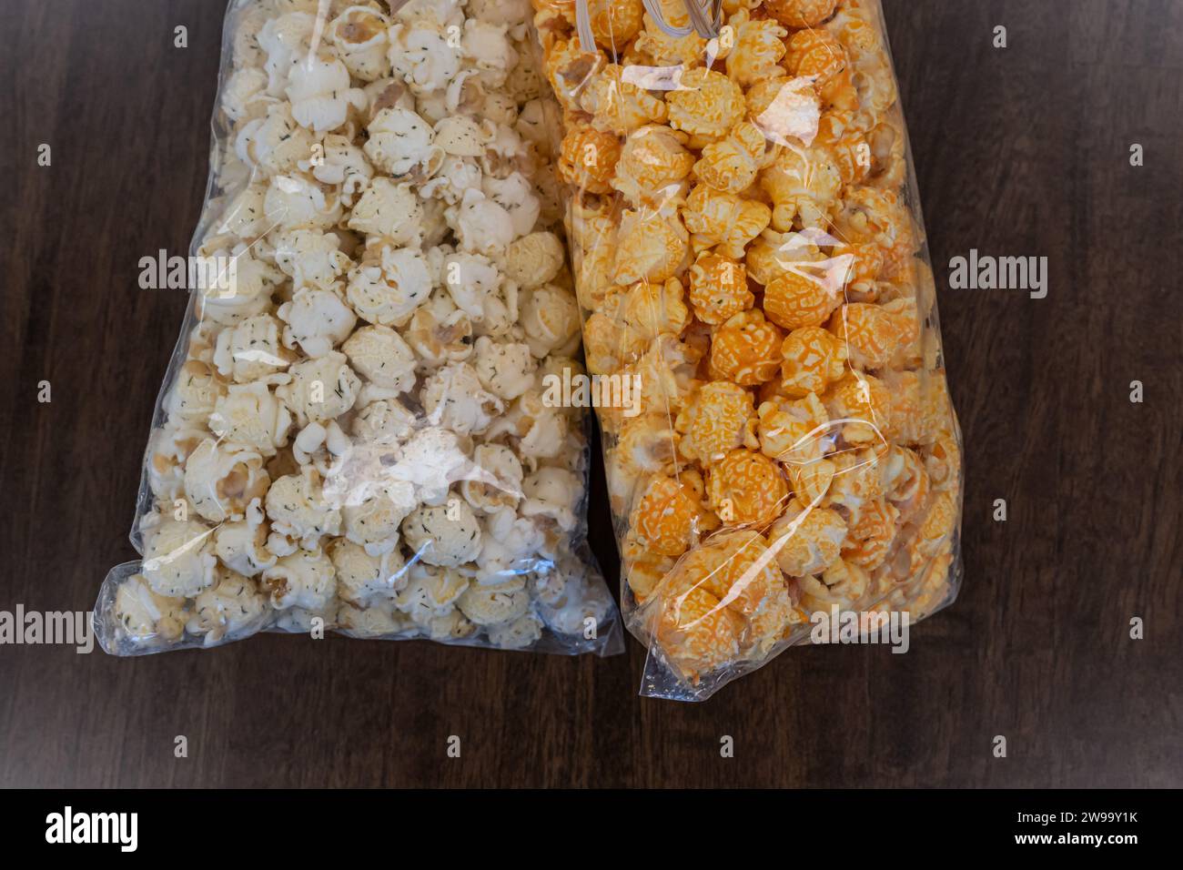 bags of Gourmet popcorn snack ready to eat Stock Photo - Alamy