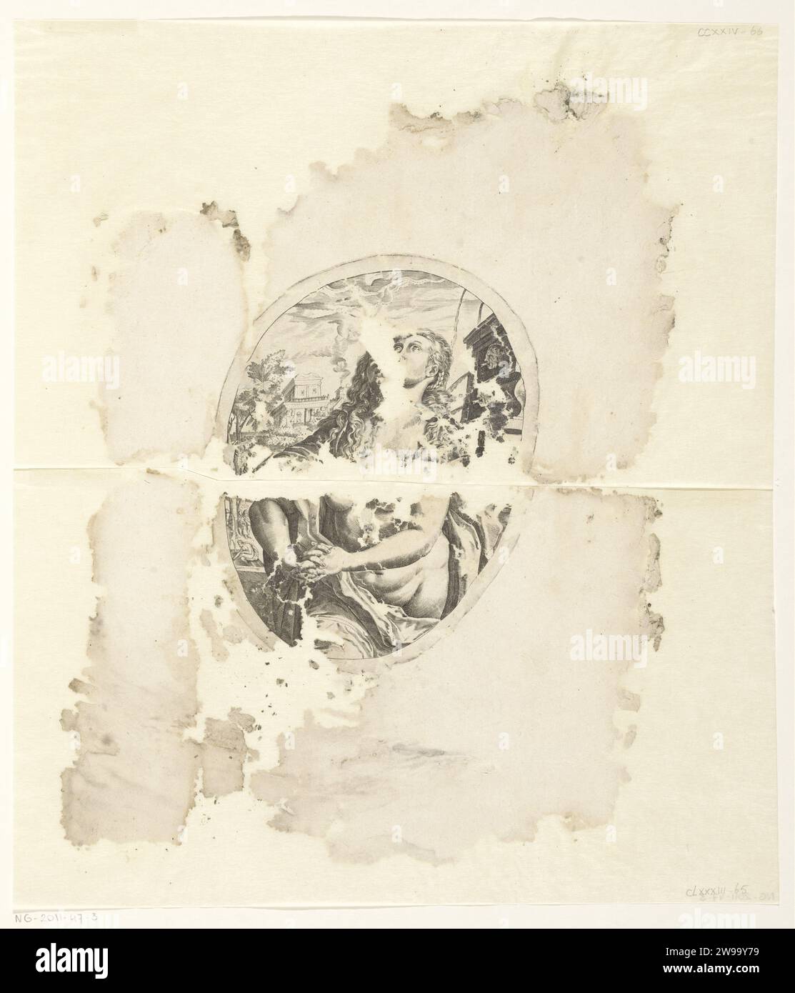 Susanna, anonymous, after Hendrick Goltzius, 1583 - 1596 print Susanna, depicted in half in an ...