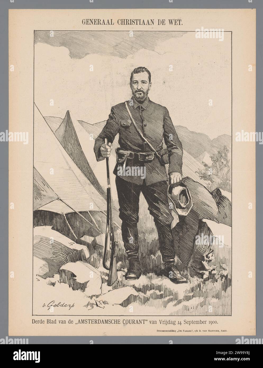 General Christiaan de Wet, Petrus van Geldorp, 1900 print Amsterdam ...
