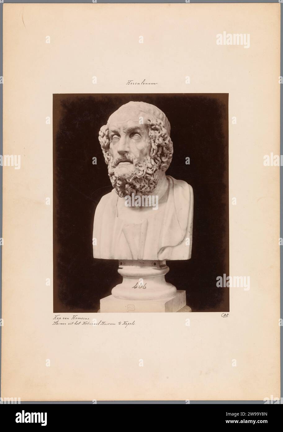 Bust van Homerus, c. 1875 - c. 1900 photograph Europe cardboard ...
