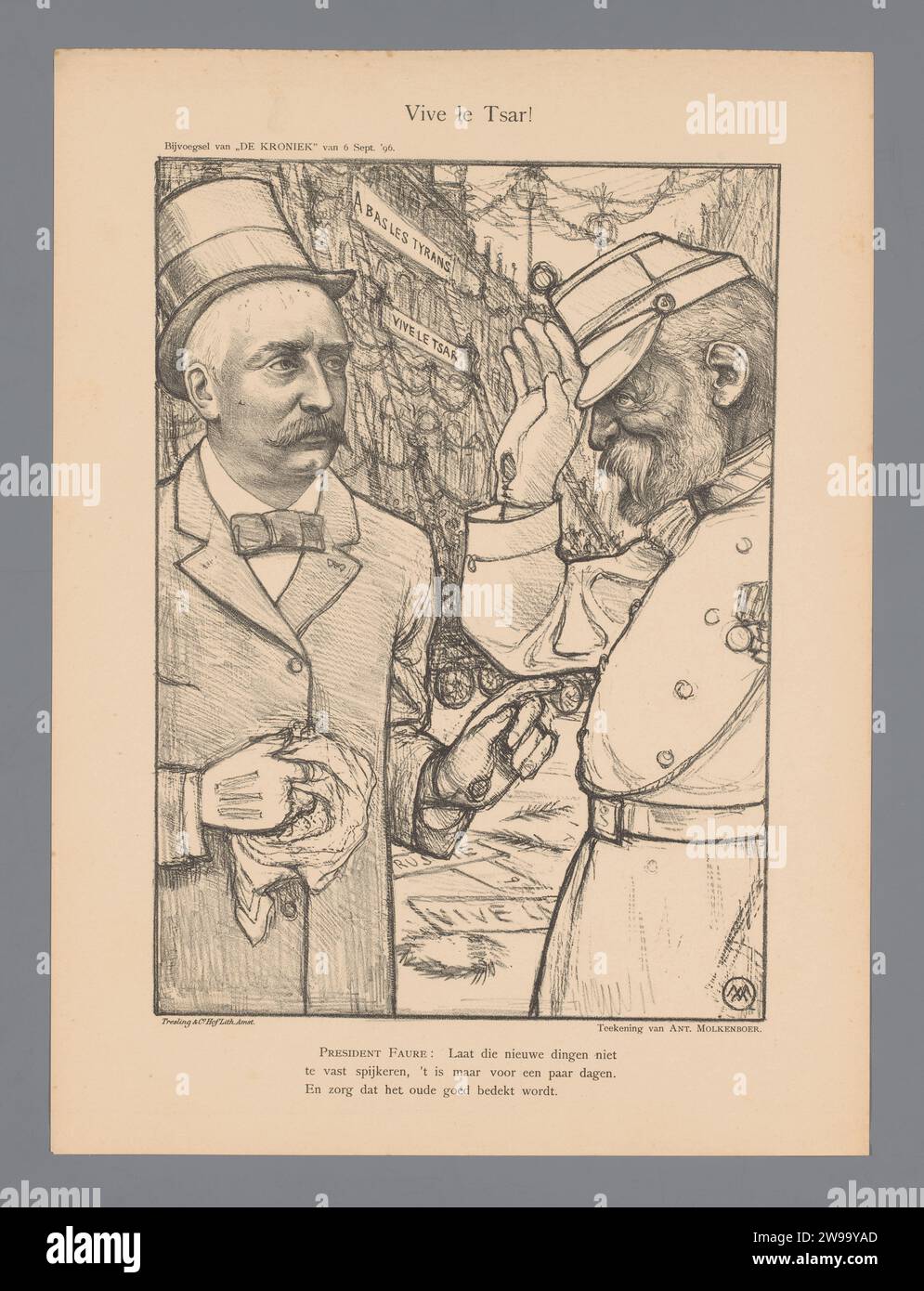 Vive and tsar !, anton molkenboer, 1896 print Amsterdam paper ...
