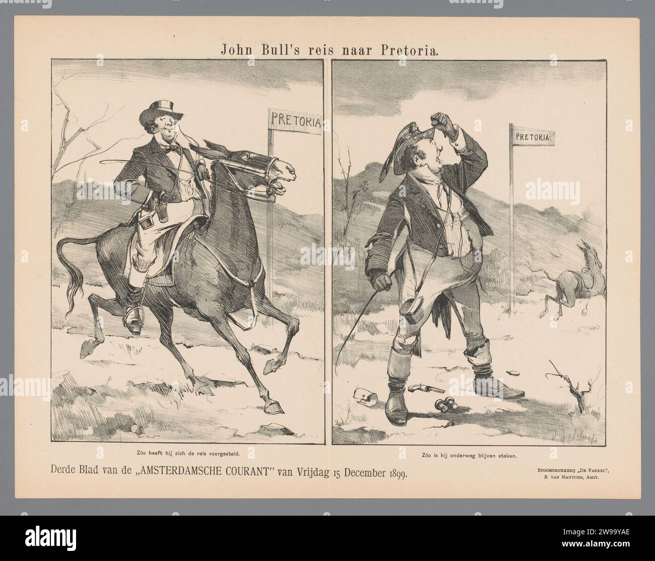 John Bull's trip to Pretoria, Petrus van Geldorp, 1899 Amsterdam paper ...