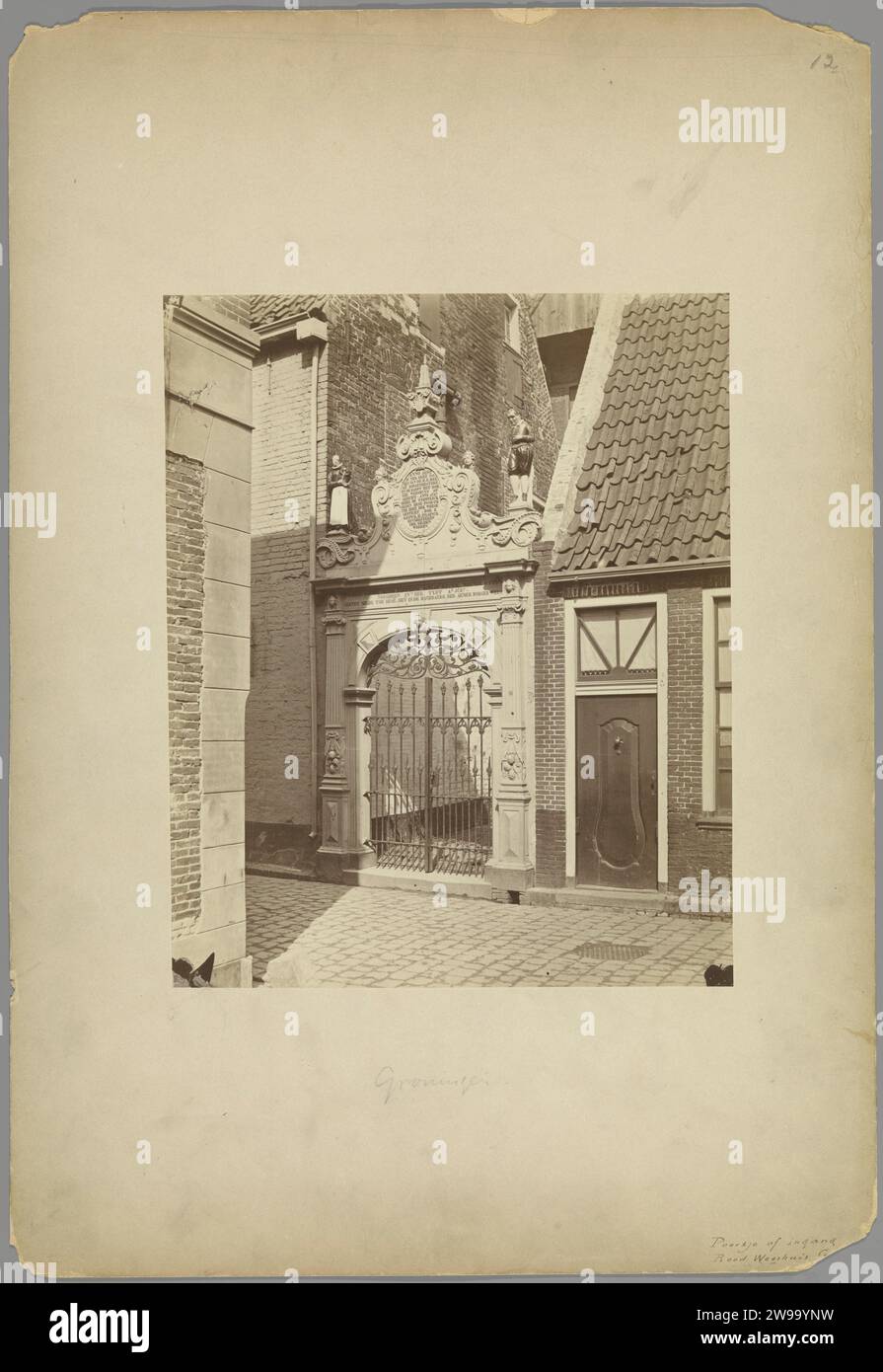 Gate of the red orphanage in Groningen, c. 1875 - c. 1900 photograph ...
