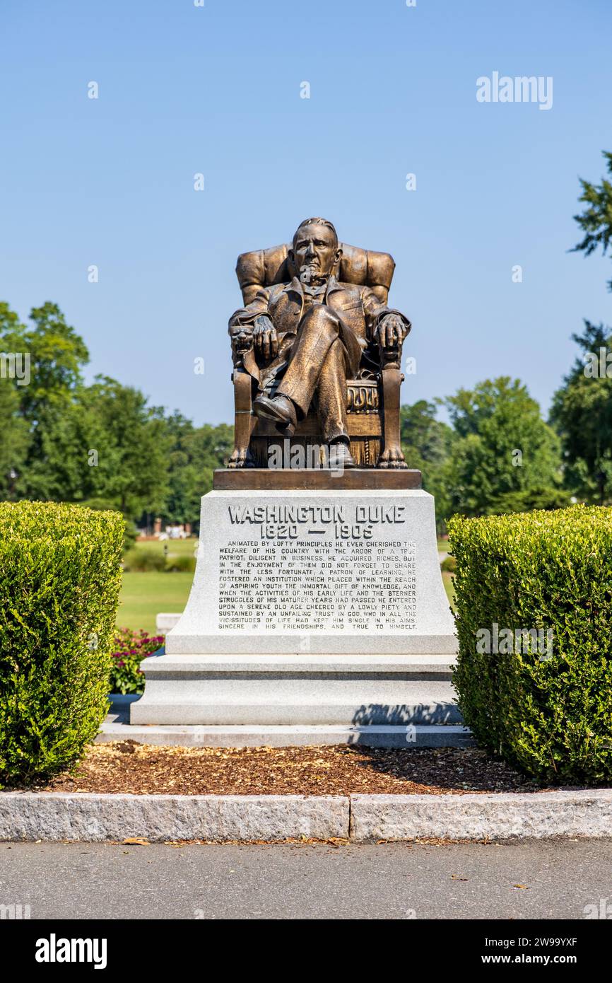 Durham, NC - September 4, 2023: Statue of Washington Duke on the Duke ...