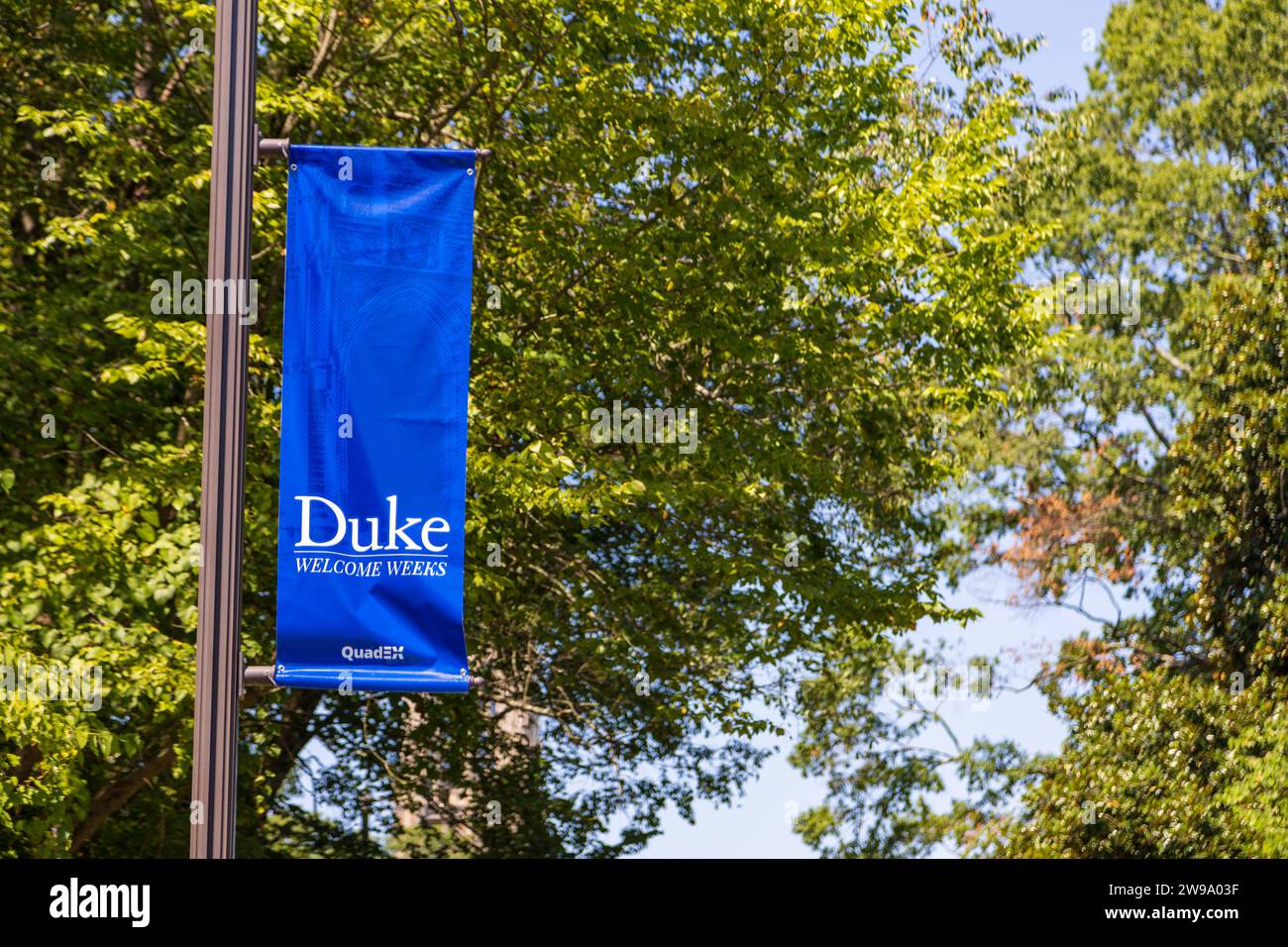 Durham, NC - September 4, 2023: Duke University banner on campus Stock ...