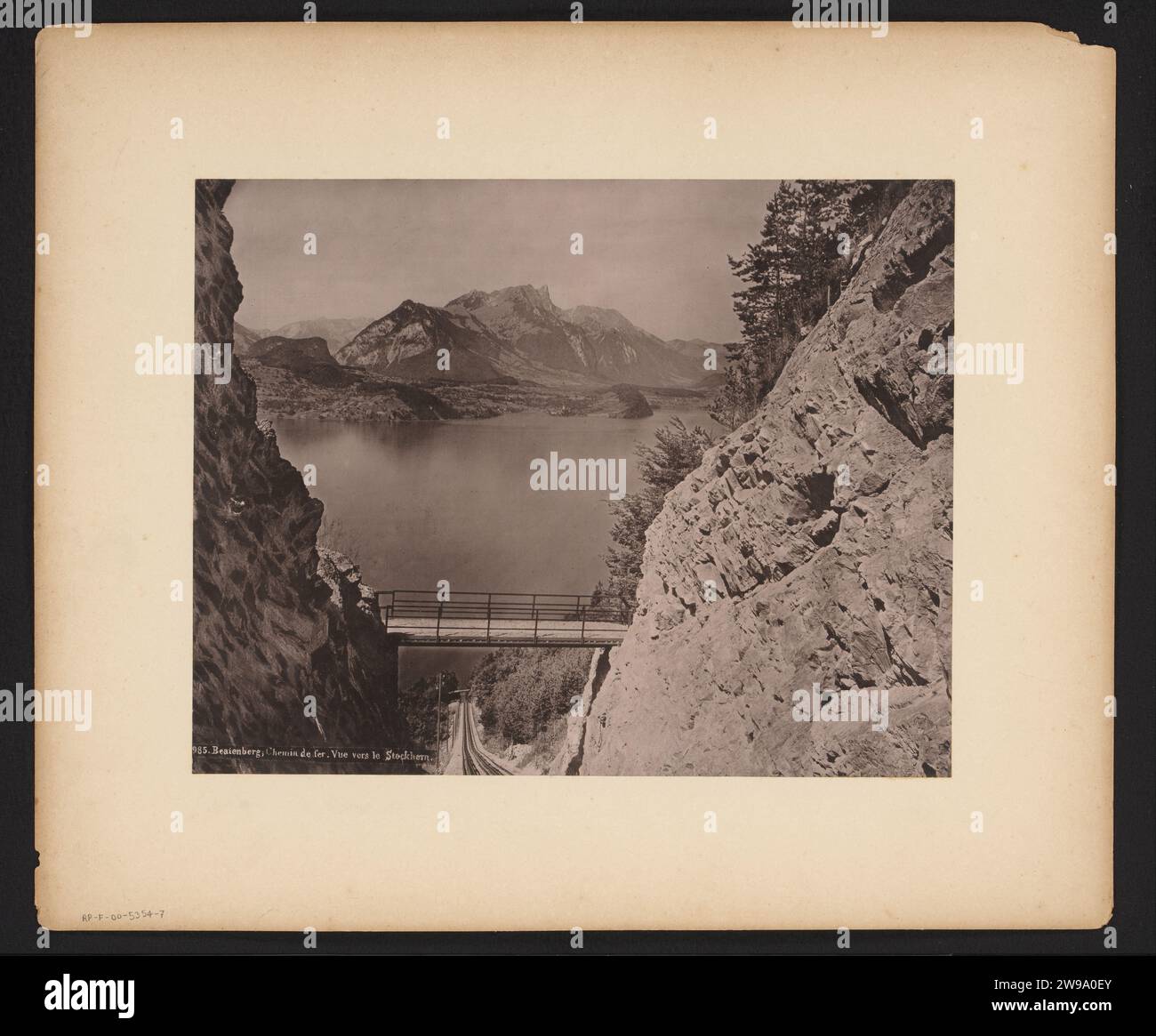 View of the Stockhorn and the Thunersee from the railway line on ...