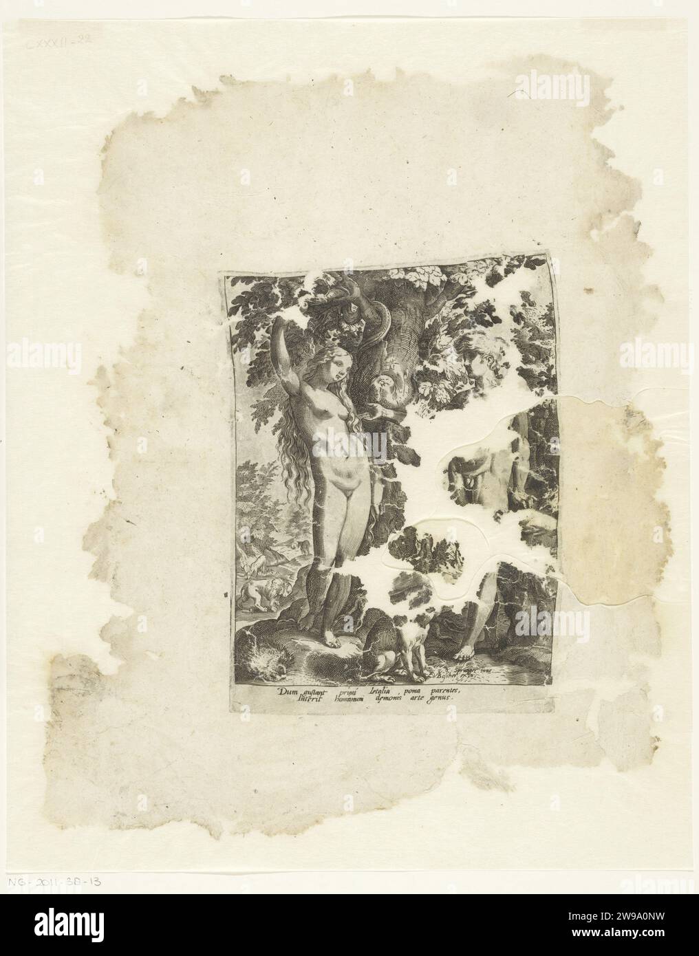Adam en Eva, anonymous, after Bartholomeus Spranger, after Hendrick Goltzius, 1585 - 1596 print ...