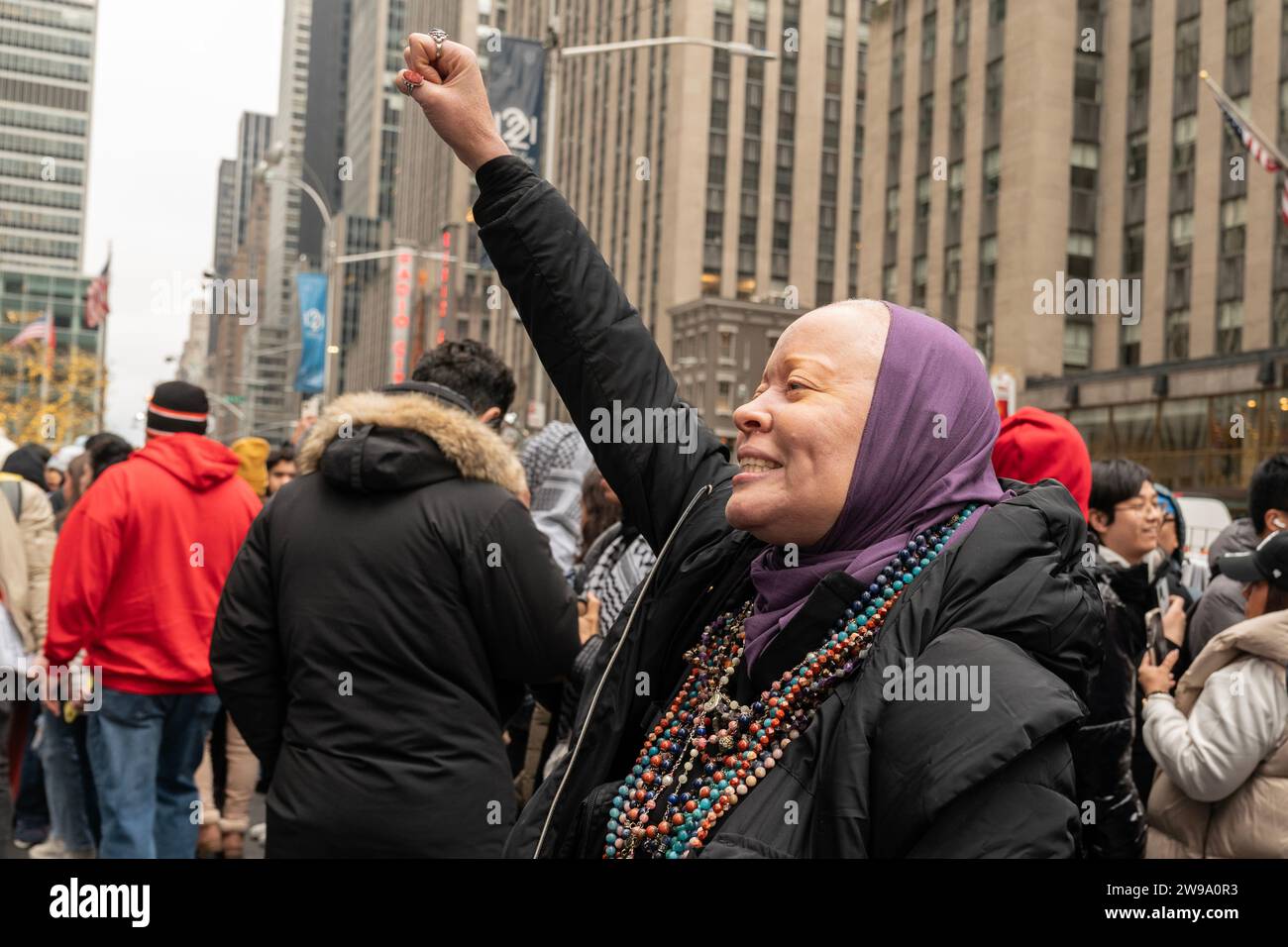 Hundreds of pro-Palestinian protesters rally on Rockefeller plaza and ...