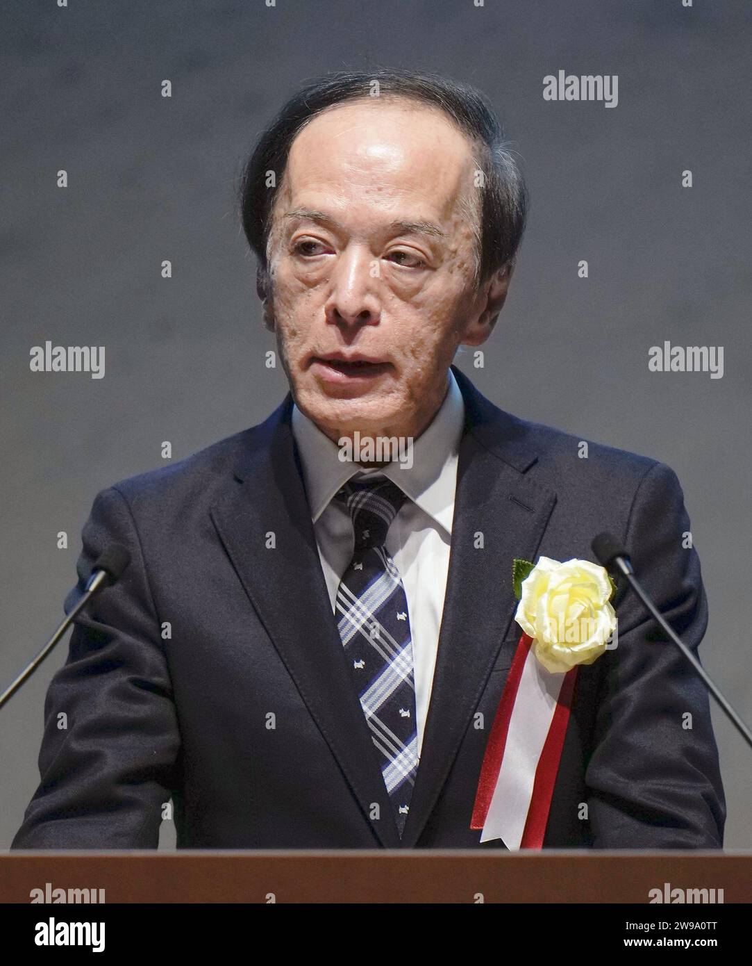 Bank of Japan Governor Kazuo Ueda makes a speech during a meeting of ...