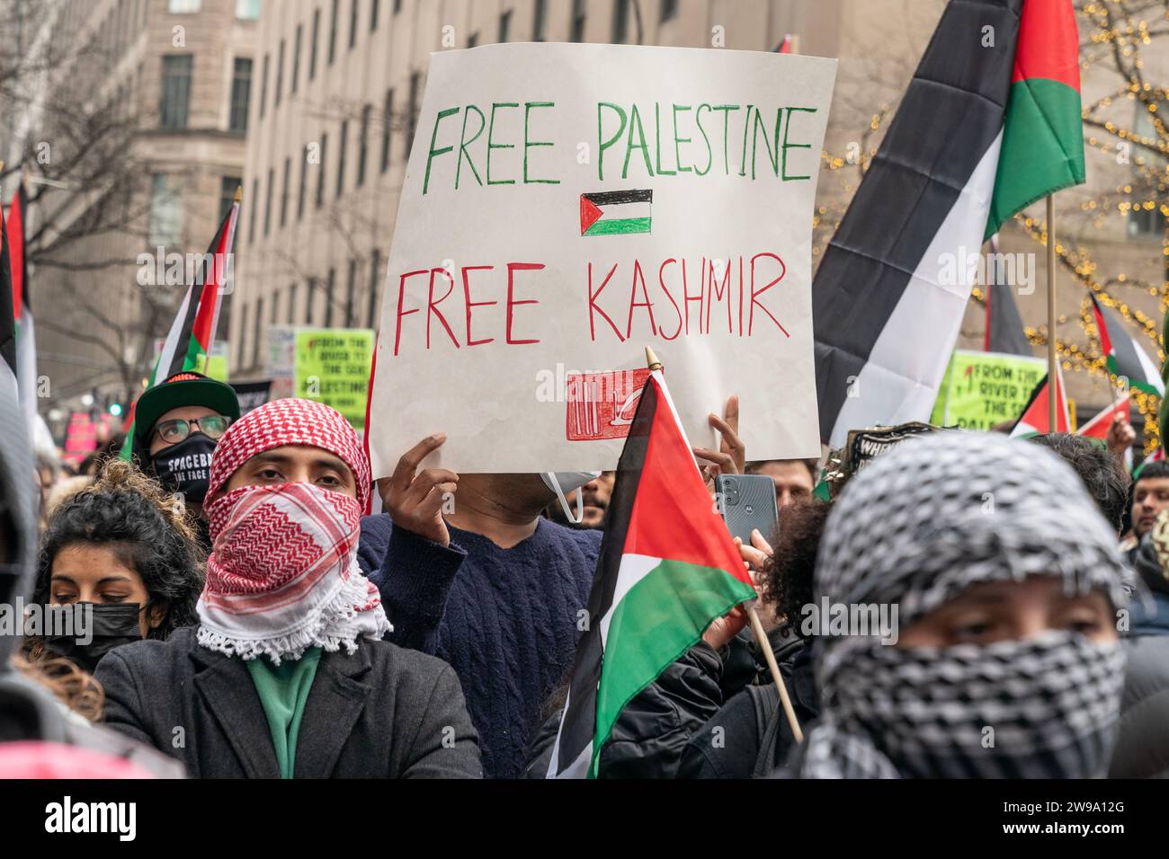 Hundreds of pro-Palestinian protesters rally on Rockefeller plaza and ...