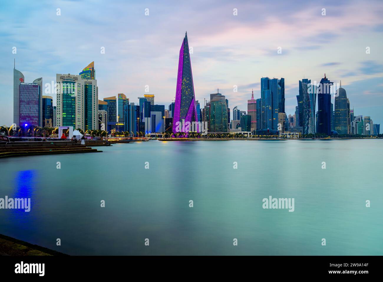Beautiful Doha Skyline view from Corniche beach. Burj Al Mana Doha ...