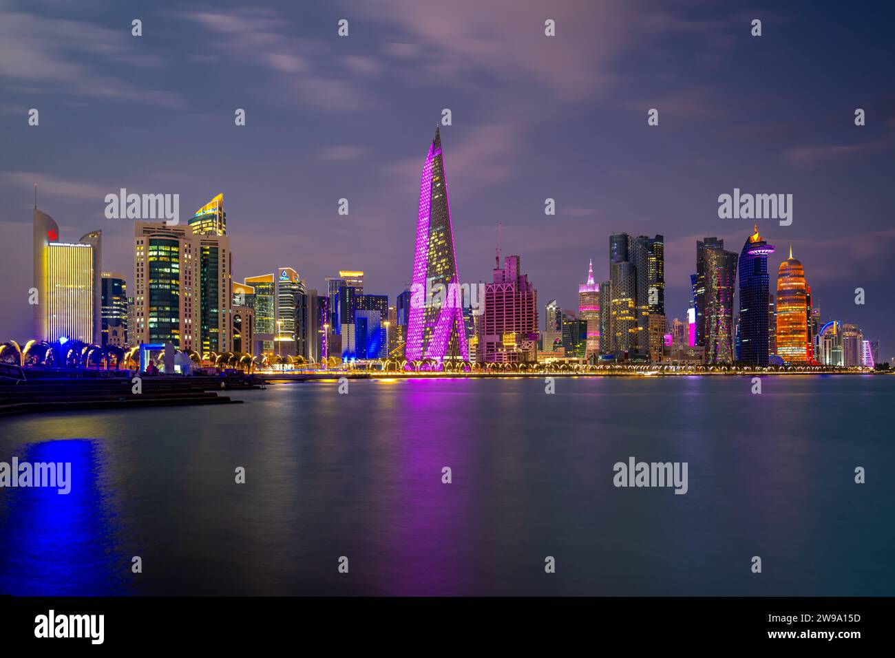 Beautiful Doha Skyline view from Corniche beach. Burj Al Mana Doha ...