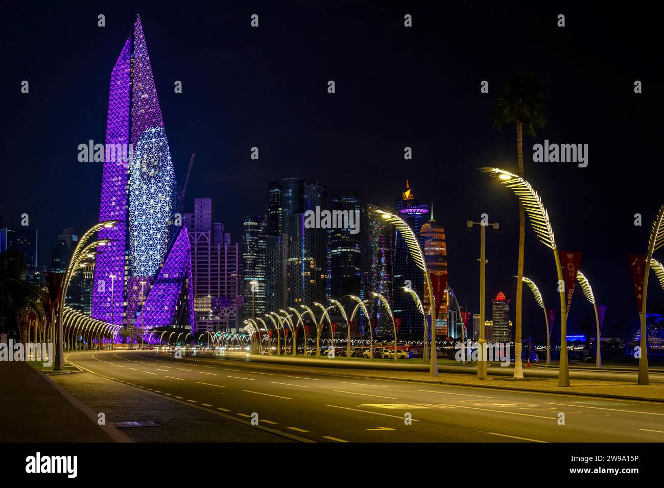 Beautiful Doha Skyline view from Corniche beach. Burj Al Mana Doha ...