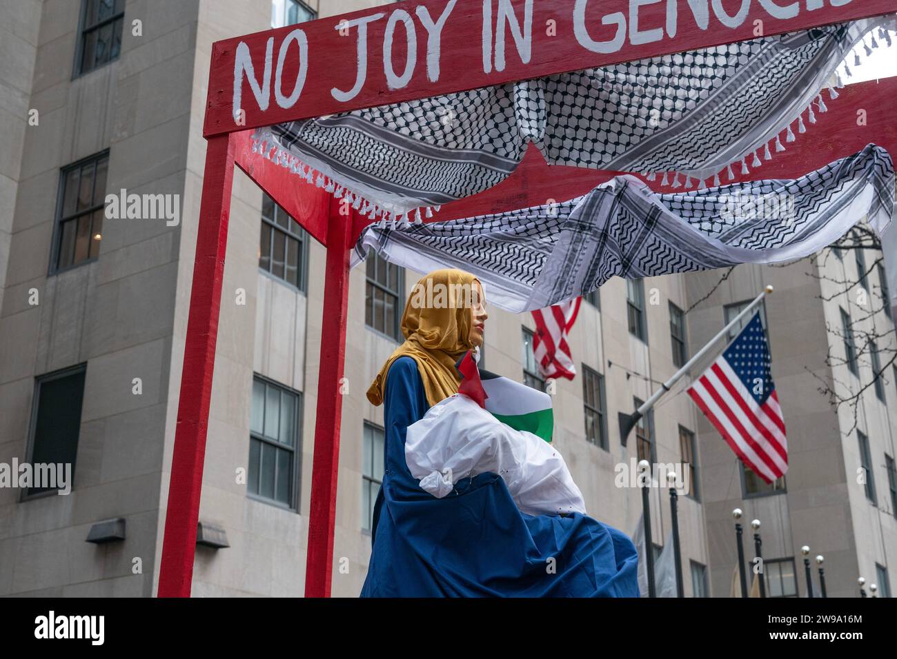 Hundreds of pro-Palestinian protesters rally on Rockefeller plaza and ...