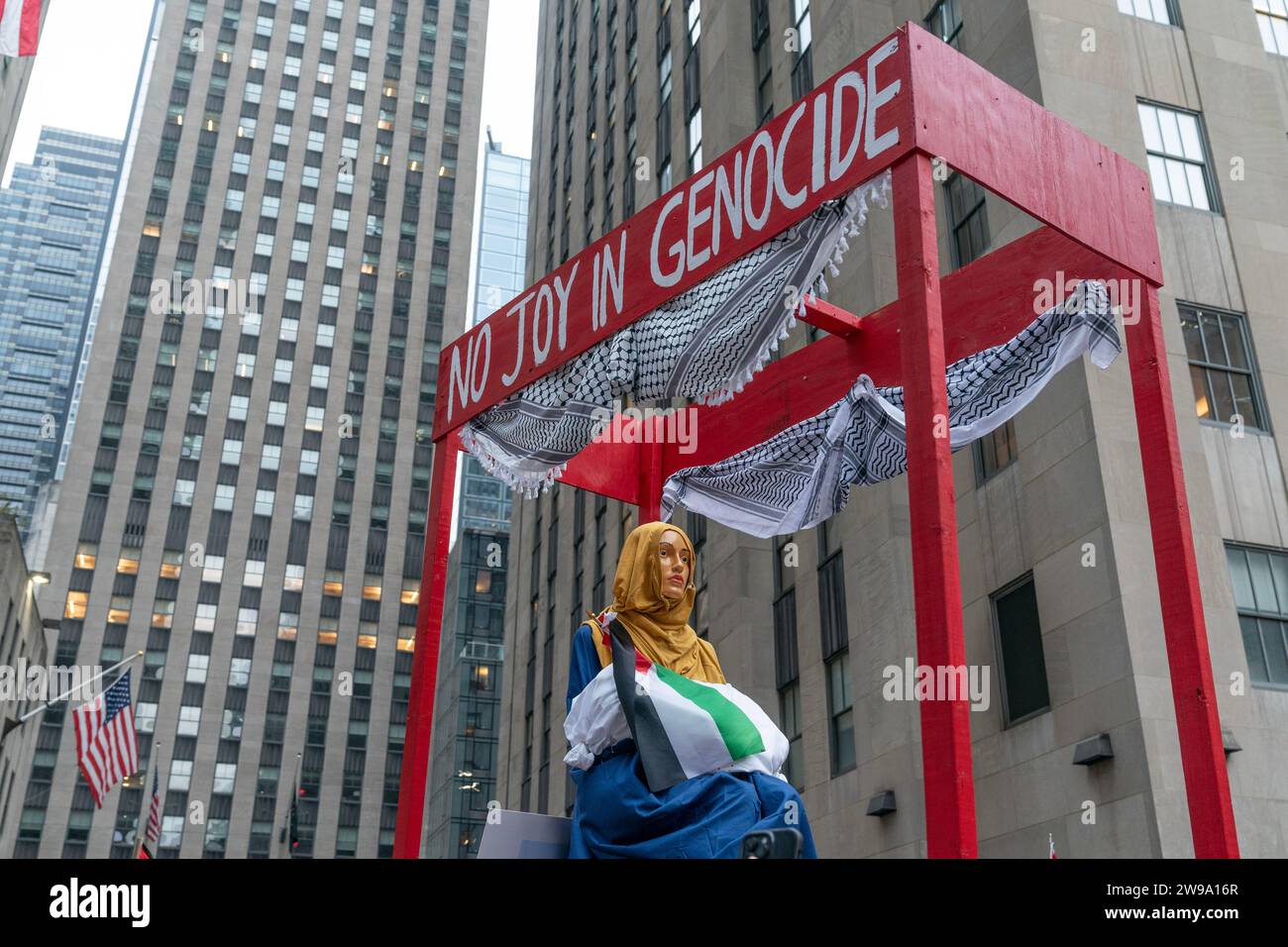 Hundreds of pro-Palestinian protesters rally on Rockefeller plaza and ...