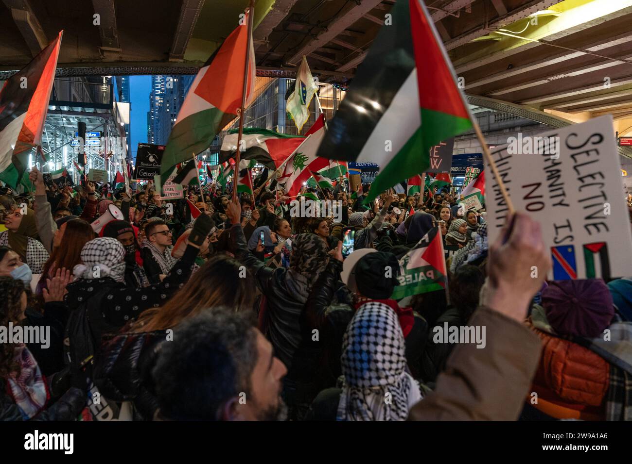 Hundreds of pro-Palestinian protesters rally on Rockefeller plaza and ...