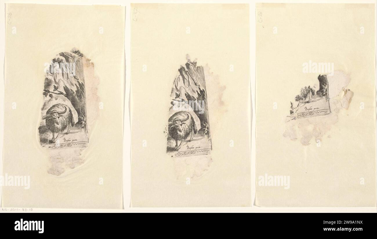 Loose fragments of a print of the judgment of Paris, Zacharias Dolendo ...