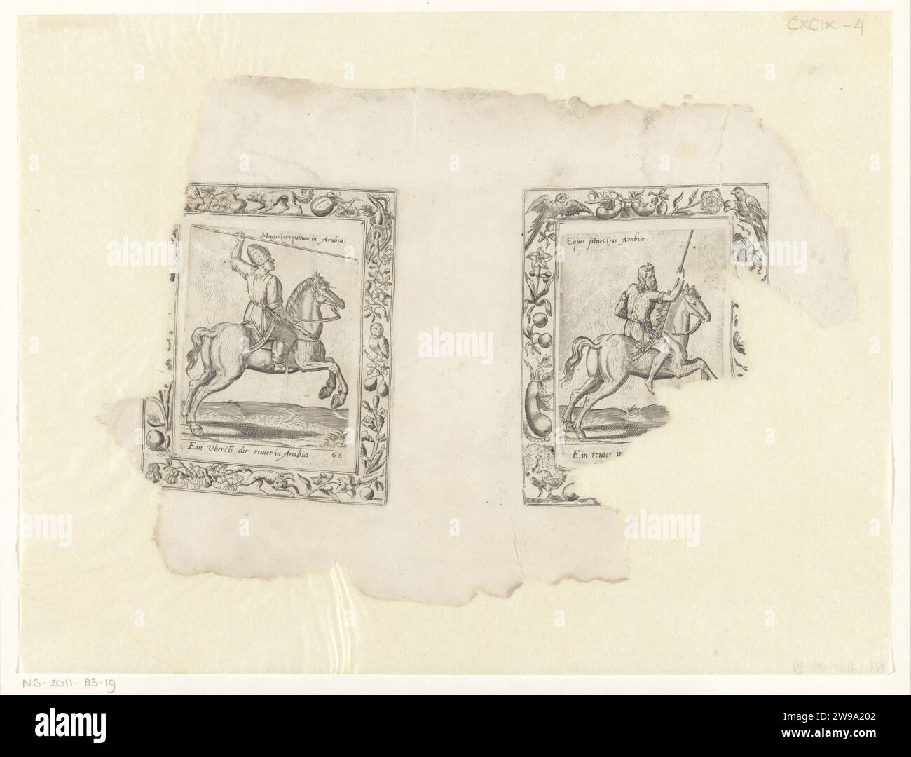 Arab chief and rider, Abraham de Bruyn, 1576 - 1596 print Two prints on ...