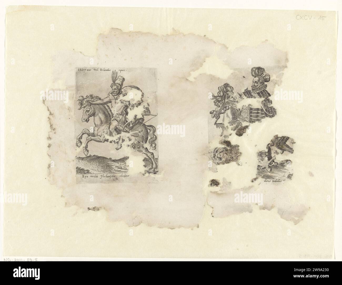 Irish rider and Spanish Lord, Abraham de Bruyn, 1576 - 1596 print Two ...