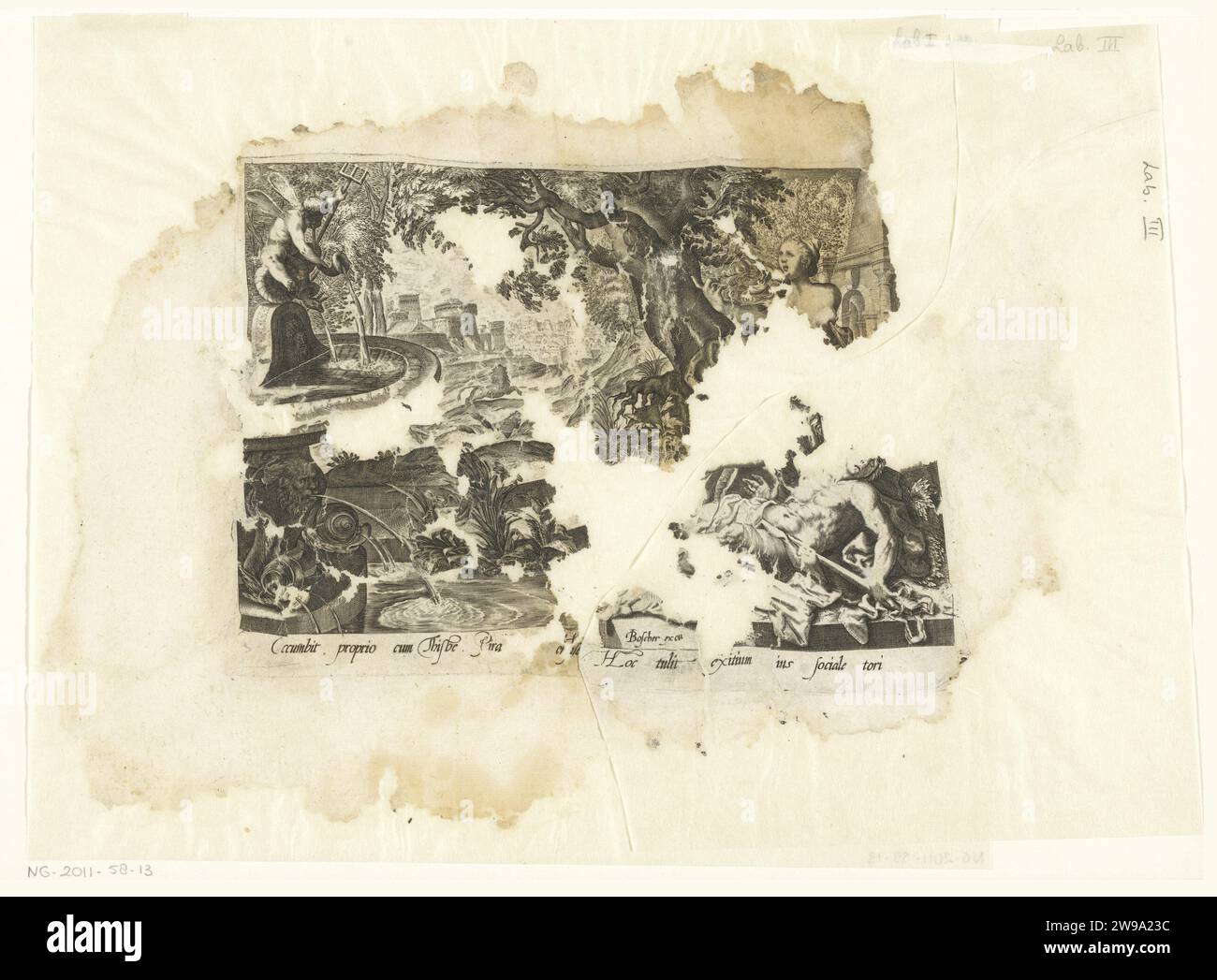 PYRAMUS en Thisbe Anonymous, 1580 - 1596 print Pyramus and Thisbe in a ...