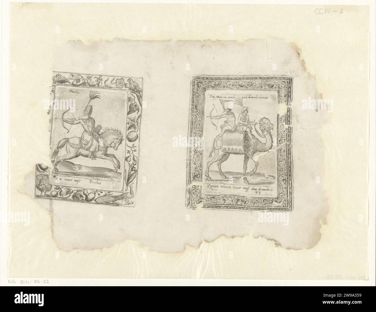 Parthische Ruiter and Moors on Dromedaris, Abraham de Bruyn, 1576 ...