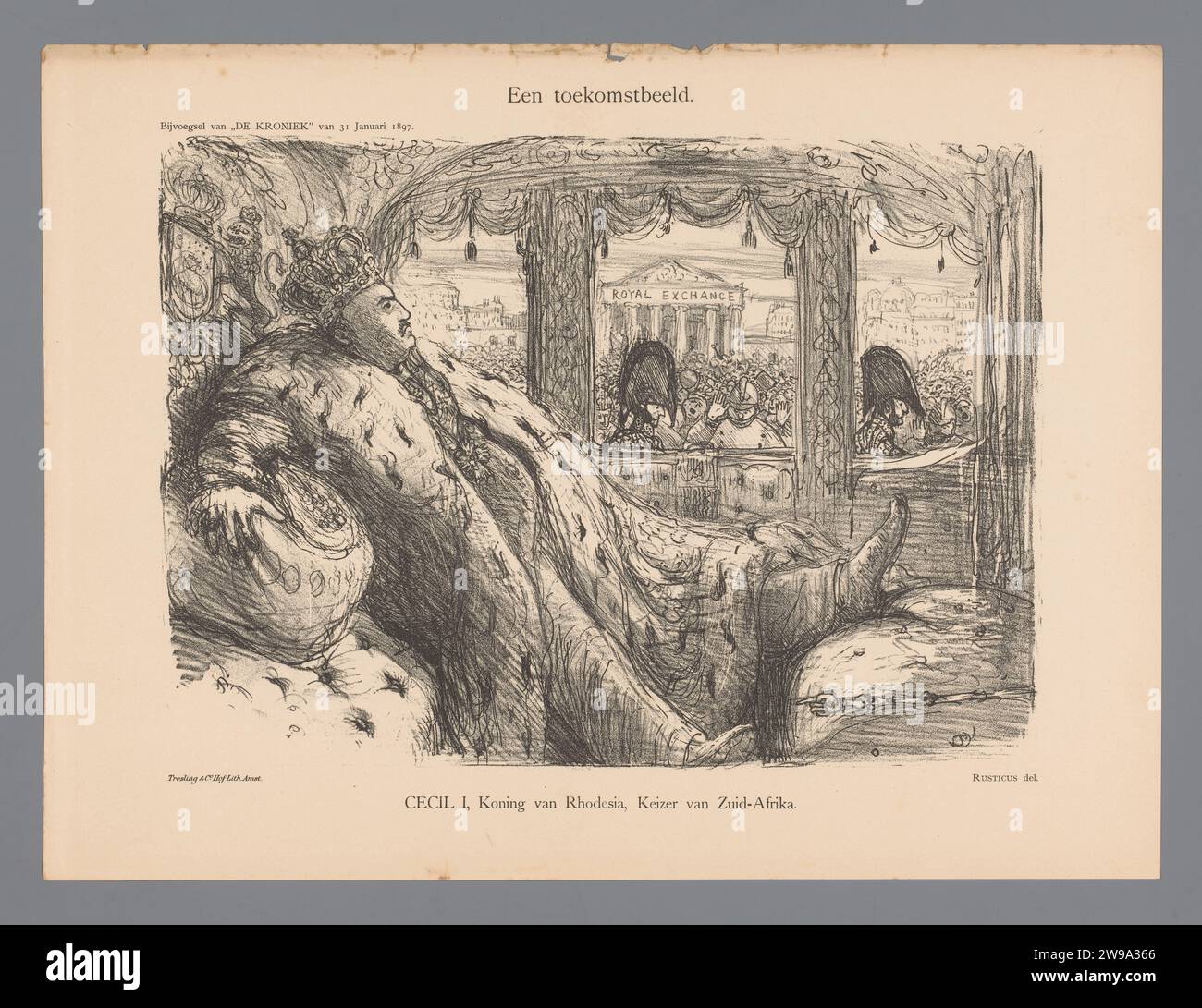 A Future image, Marius Bauer, 1897 print Cartoon on the British ...