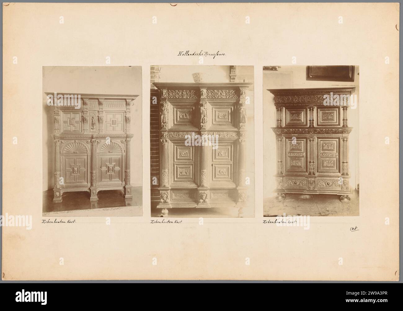 Overview of three oak cupboards, c. 1875 - c. 1900 photograph On the ...