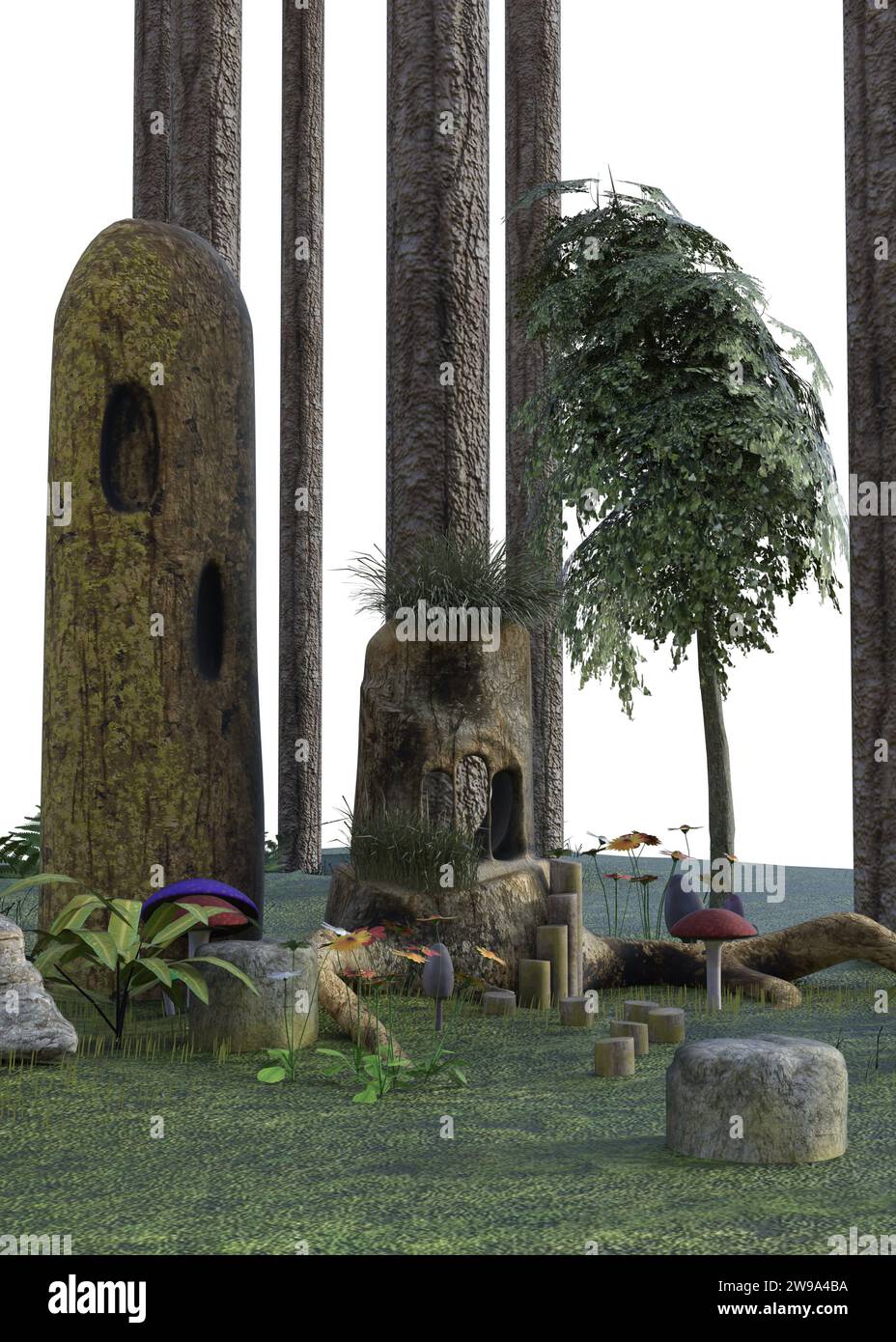 Fantasy fairy house in the tree stump, 3D Illustration Stock Photo - Alamy