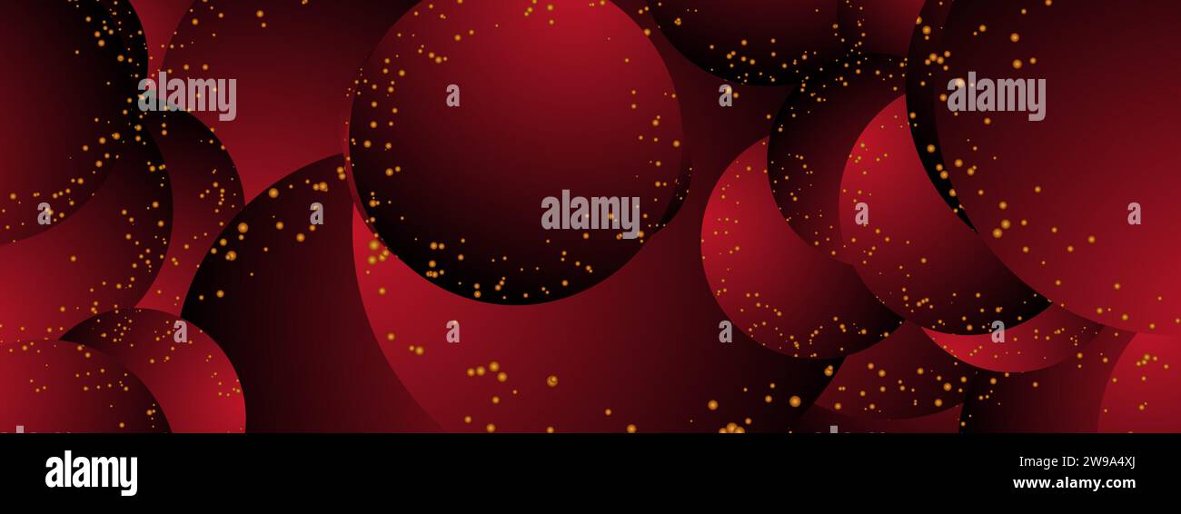 Dark red circles with golden dots abstract background. Vector banner ...