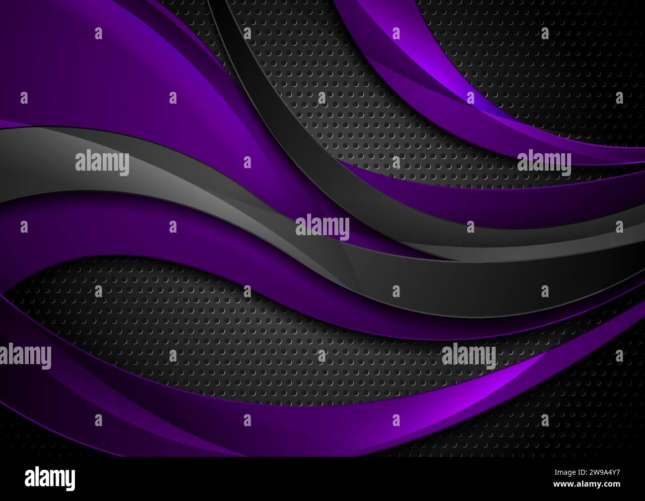 Violet and black abstract technology glossy wavy design with perforated ...