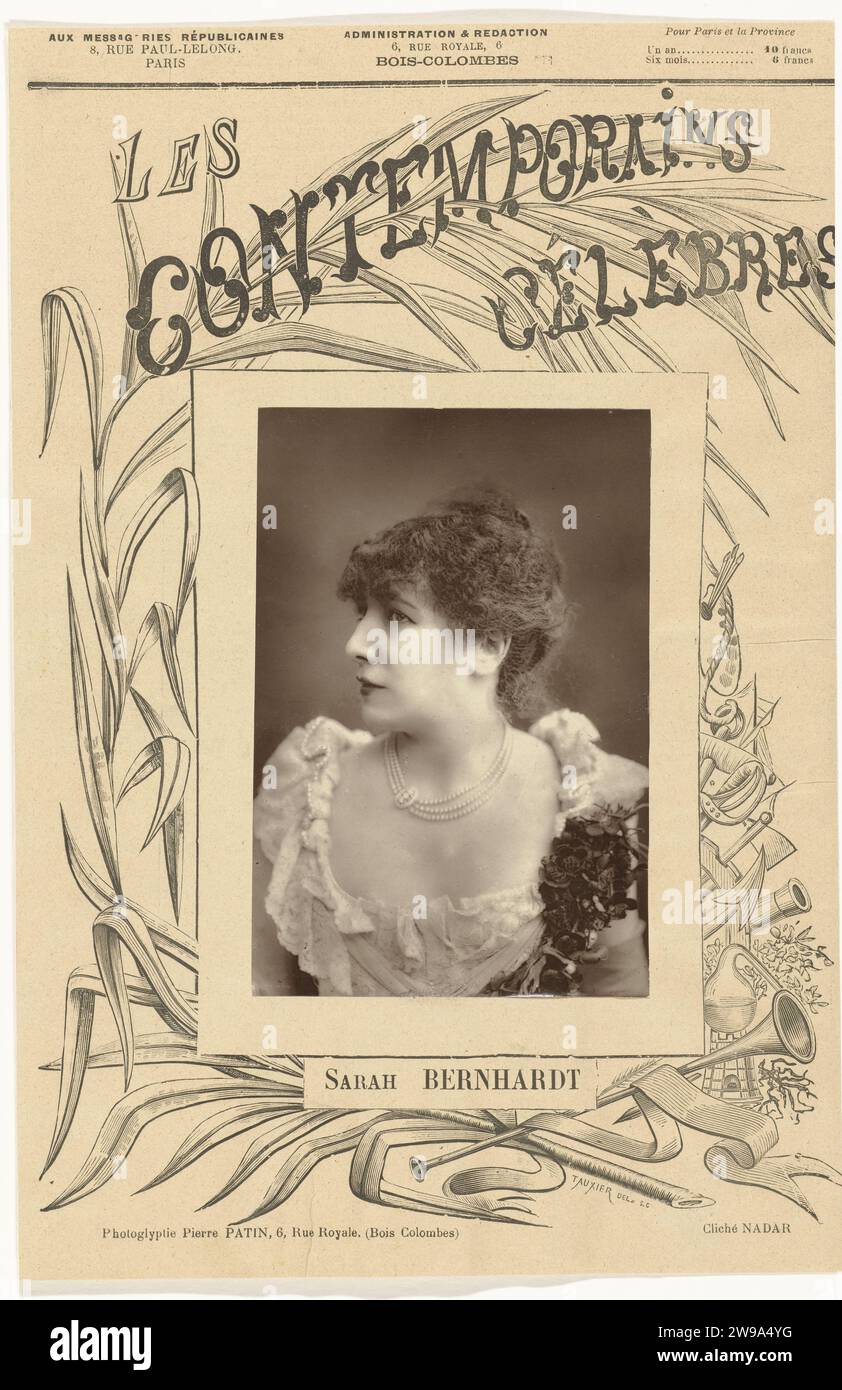 Portrait of Sarah Bernhardt, Paul Nadar, 1870 - 1880 photomechanical ...