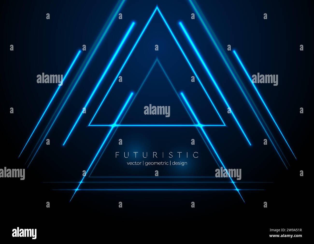 Blue glowing neon triangles and lines abstract tech background. Geometric vector design Stock ...