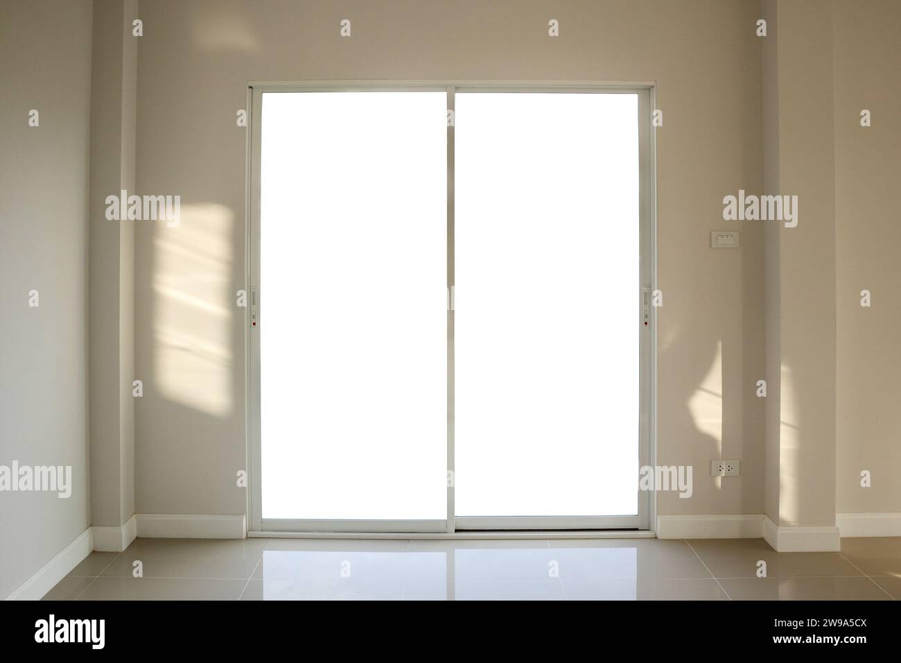 Steel white window frame home interior on paint wall Stock Photo - Alamy