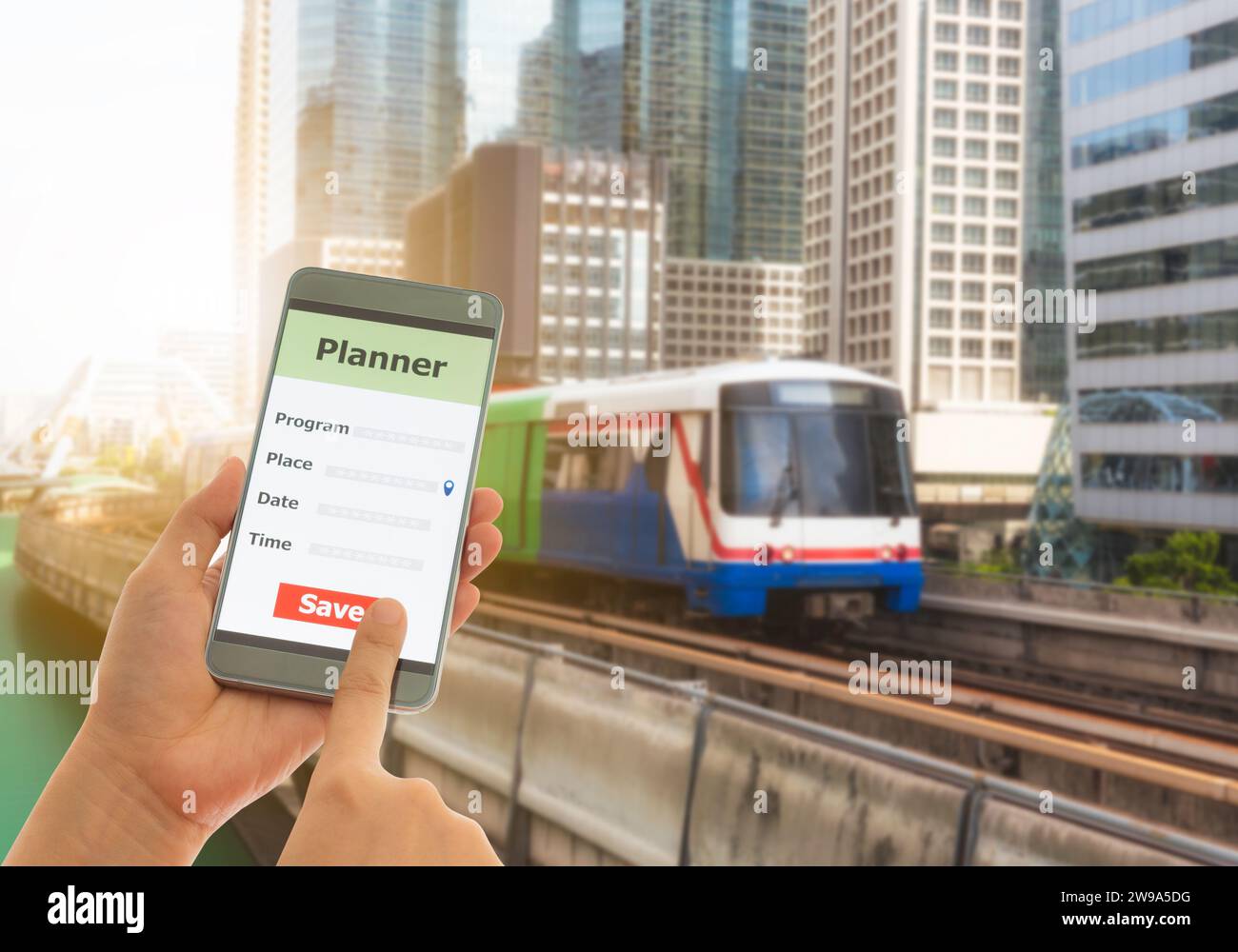 Personal phone calls planner in train station, appointments, notes ...