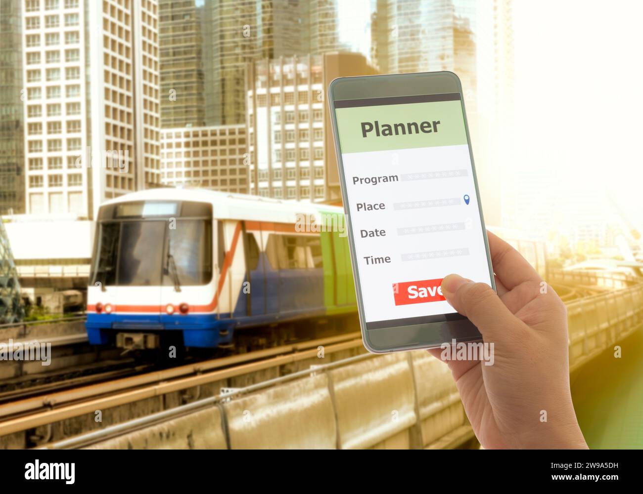 Personal phone calls planner in train station, appointments, notes ...