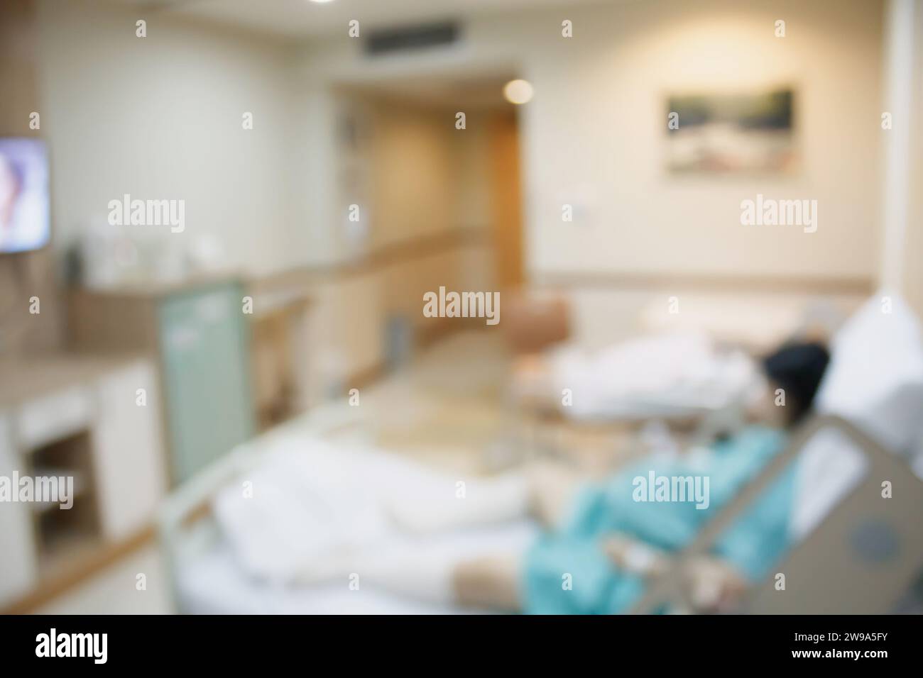 Abstract hospital room interior with bed blur background Stock Photo ...