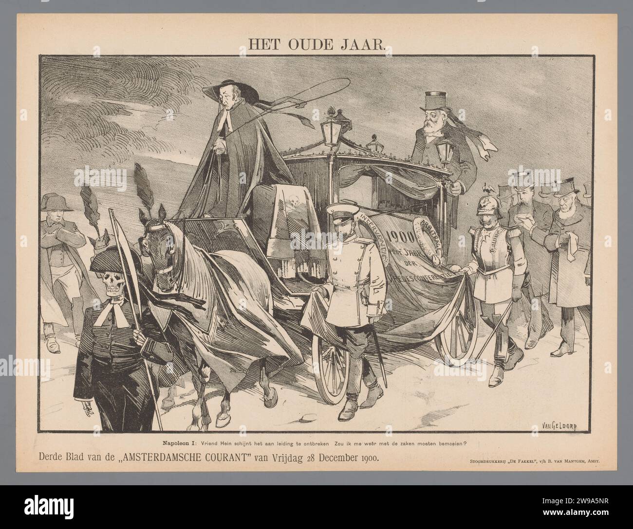 The old year, Petrus van Geldorp, 1900 Amsterdam paper cortege, funeral ...