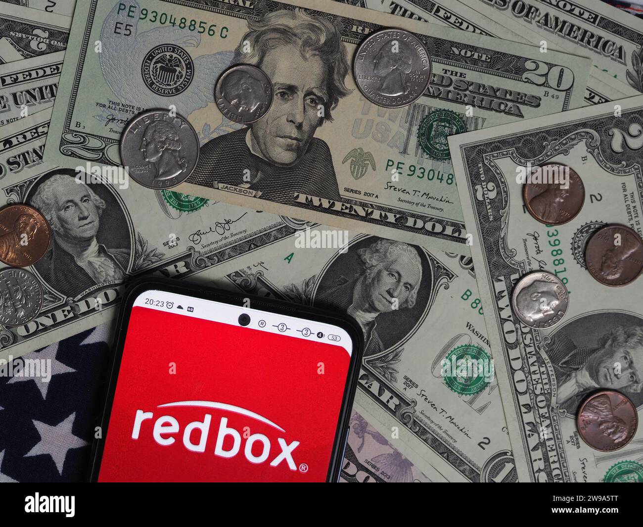 Germany. 25th Dec, 2023. In this photo illustration, a Redbox logo seen ...